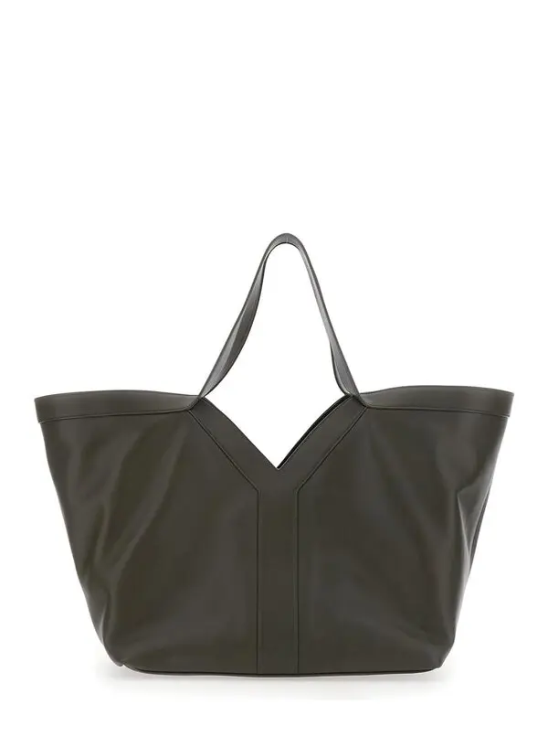 Saint Laurent Leather Shoulder Bag With Hook Closure And Two Top Handles For - Green