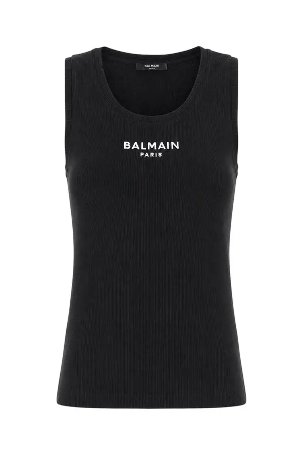 Balmain Ribbed Tank Top - Black