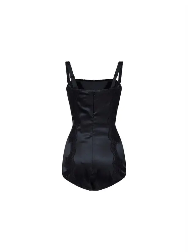 Dolce & Gabbana Silk And Lace Balconette Lingerie Bodysuit - Multicolor