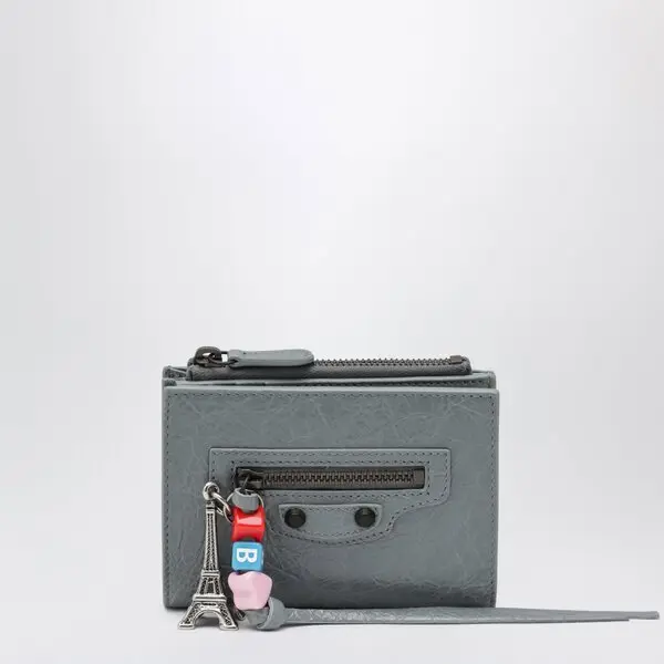 Balenciaga Le City Bifold Lambskin Wallet In -grey - Blue