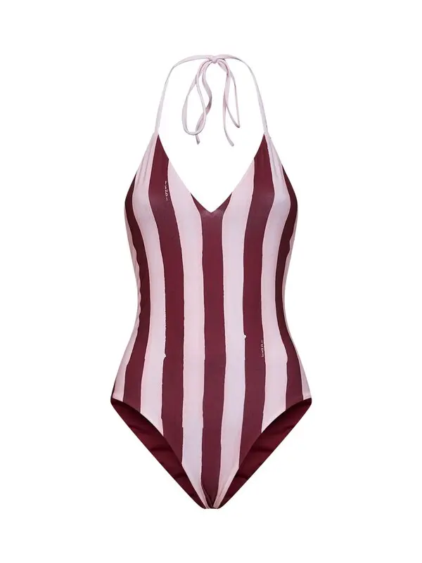 Fendi Reversible Pequin One-piece Swimsuit - Multicolor