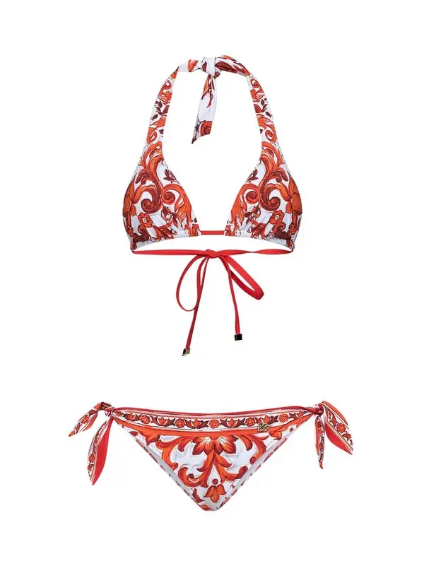 Dolce & Gabbana Orange Maiolica-print Lycra Bikini - Multicolor