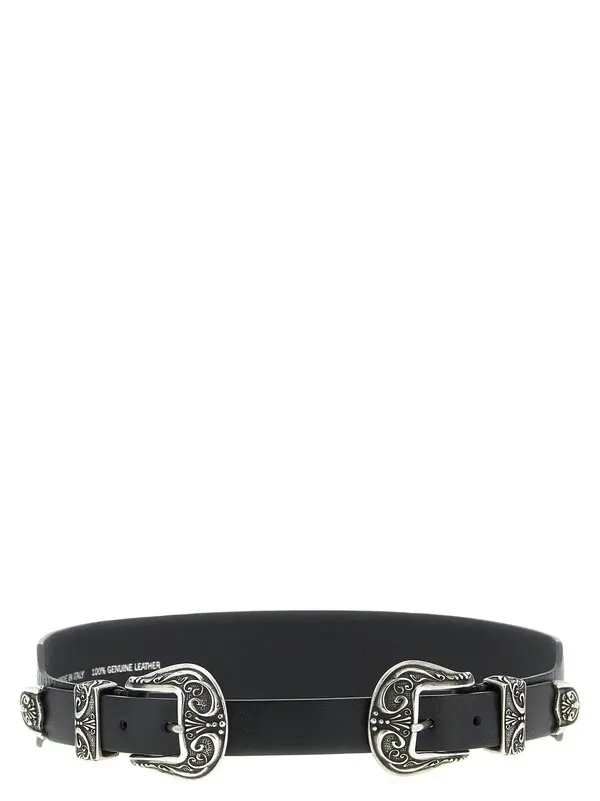 GOLDEN GOOSE Double Buckle' Belt - Black