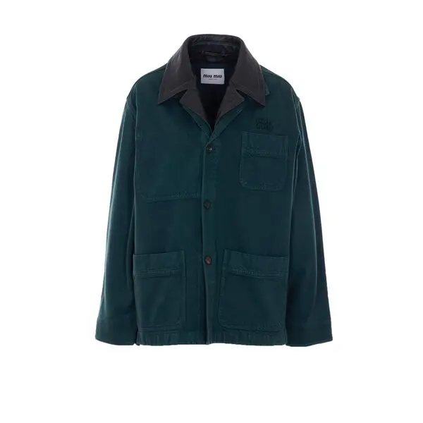 Miu Miu Logo Gabardine Single Breast Jacket