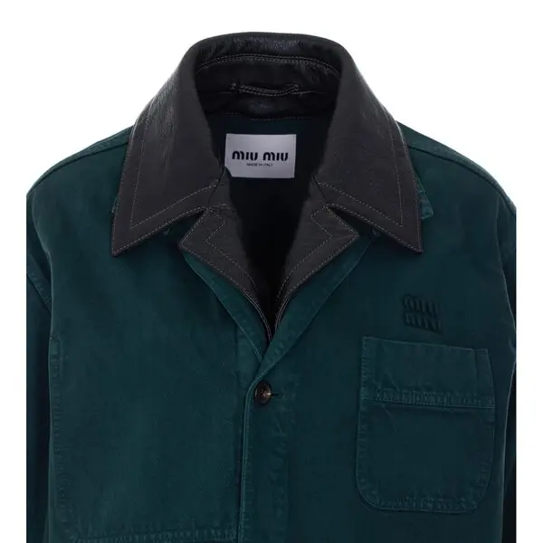 Miu Miu Logo Gabardine Single Breast Jacket