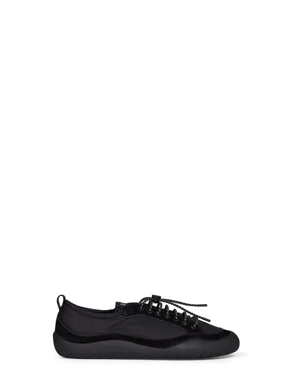 Prada Calzature Black Re-nylon And Suede Speedrock Sneakers - Multicolor