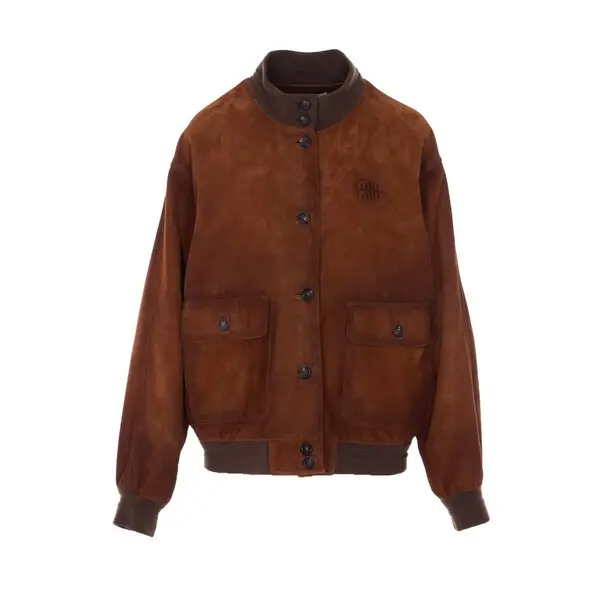 Miu Miu Waxed Suede Jacket - Brown