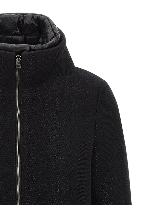Herno Lamé Thread And Wool Coat