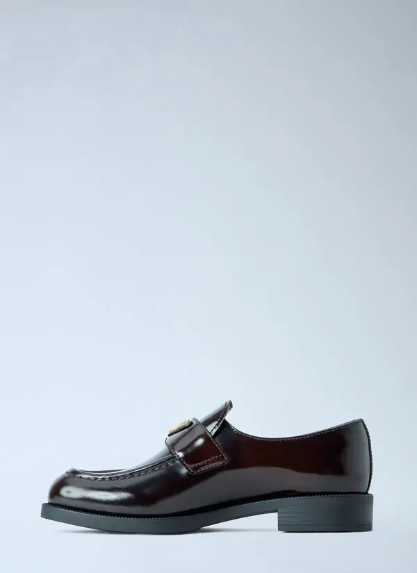 Prada Leather Loafers With Logo Plaque