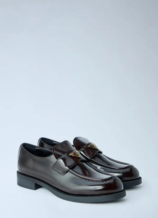 Prada Leather Loafers - Brown
