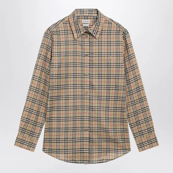Burberry Cotton Check Shirt - Cream