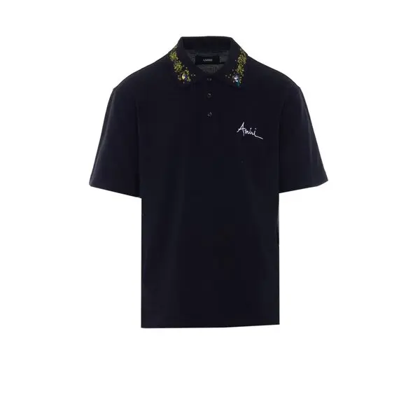 Amiri Floral Collar Polo - Black