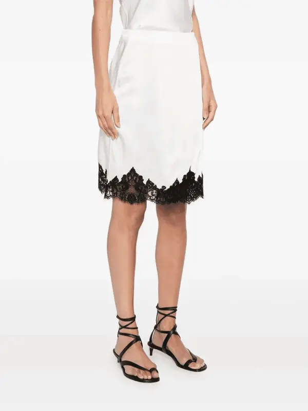Stella McCartney Satin Midi Skirt With Lace Trim - Multicolor