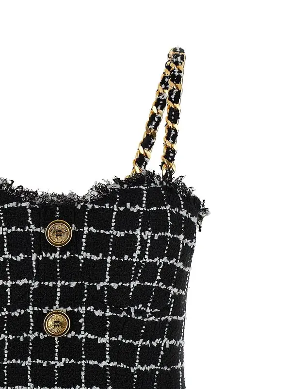 Balmain Tweed Check Mini Dress - Black