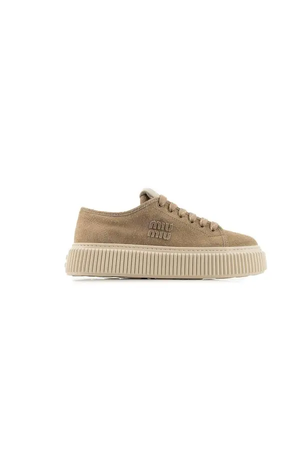 Miu Miu Suede Lace Up Platform Sneakers - Multicolor