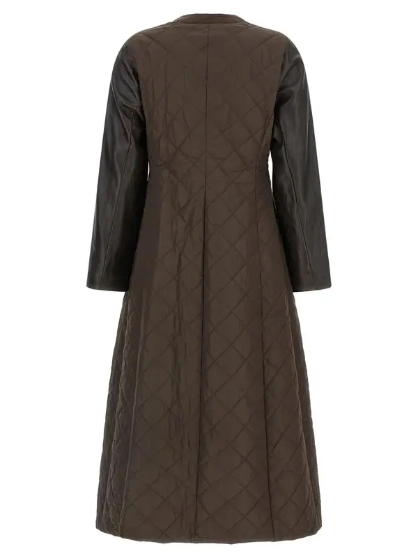 Max Mara Berta Long Quilted Coat - Brown