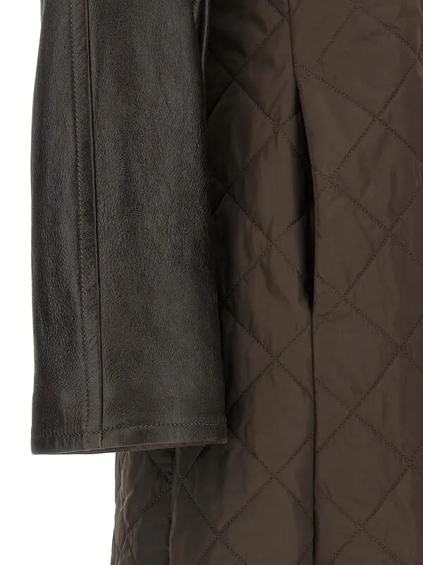 Max Mara Berta Long Quilted Coat - Brown