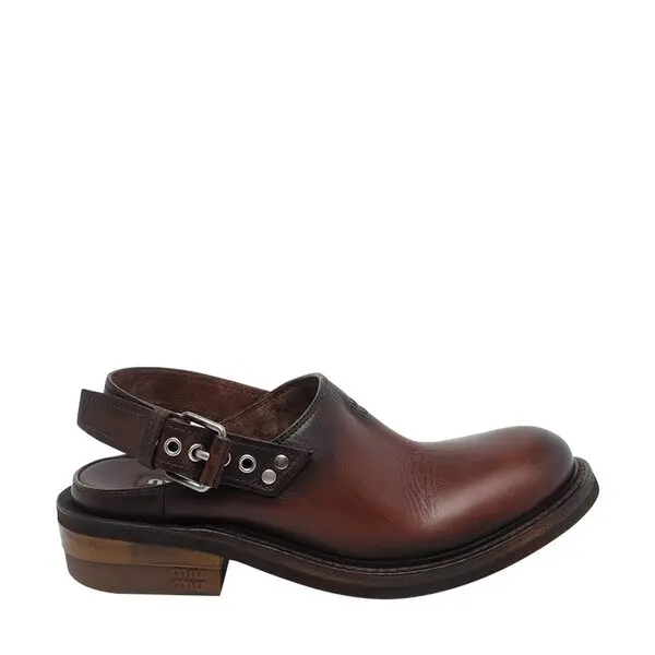 Miu Miu Logo Leather Sabot