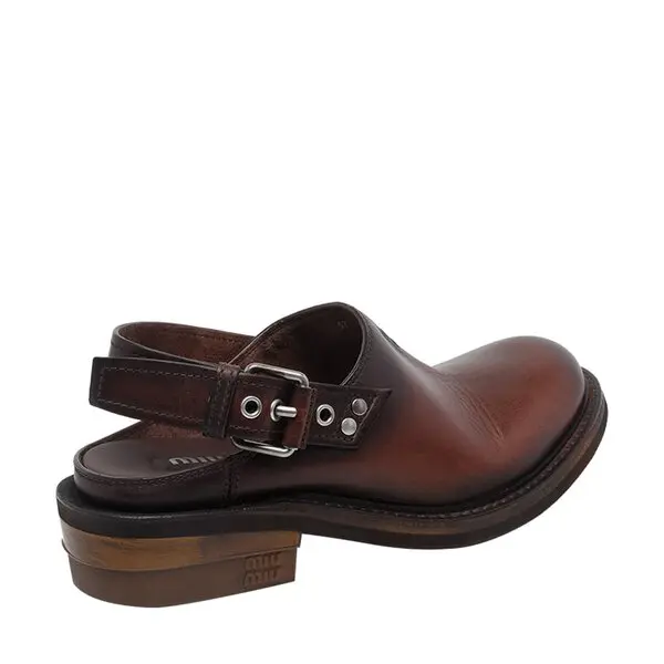 Miu Miu Logo Leather Sabot