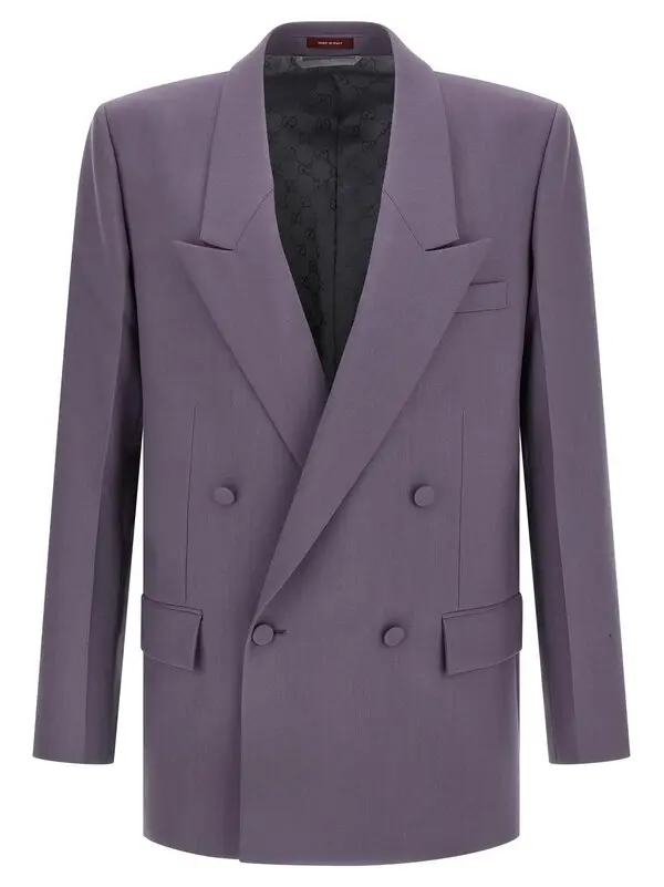 Gucci Double-breasted Wool Blazer - Purple