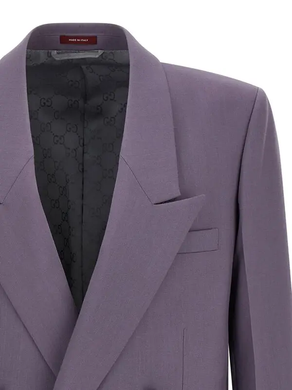 Gucci Double-breasted Wool Blazer - Purple