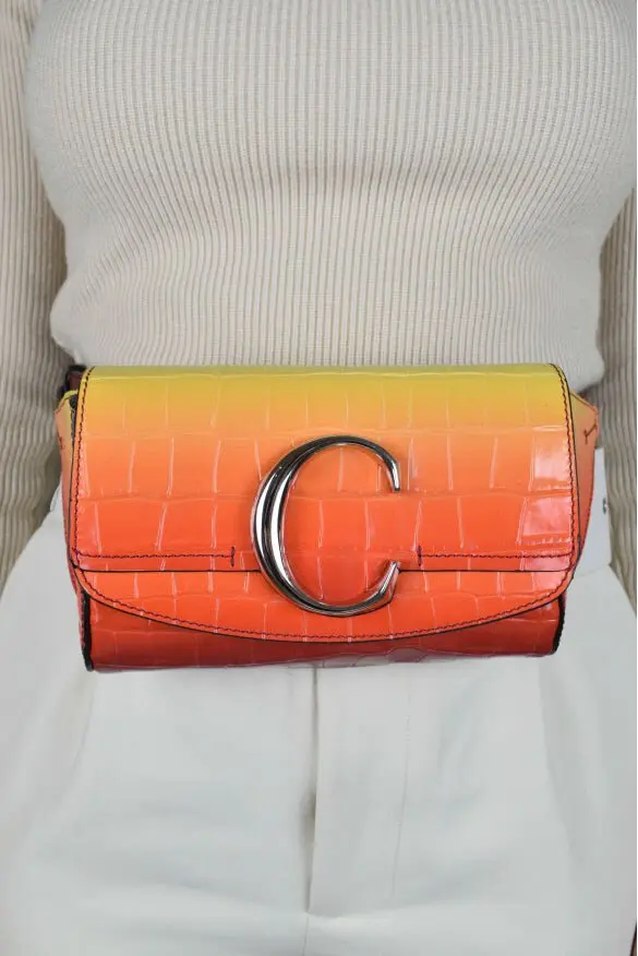 Chloé C Croc Effect Leather Belt Bag