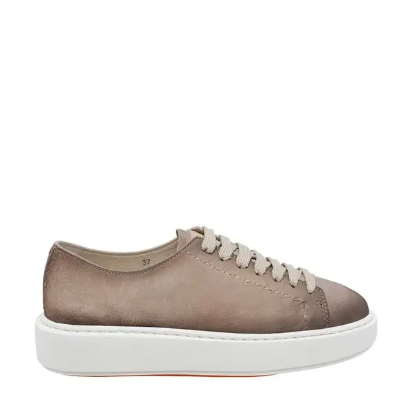 Santoni Suede Leather Sneakers - Cream