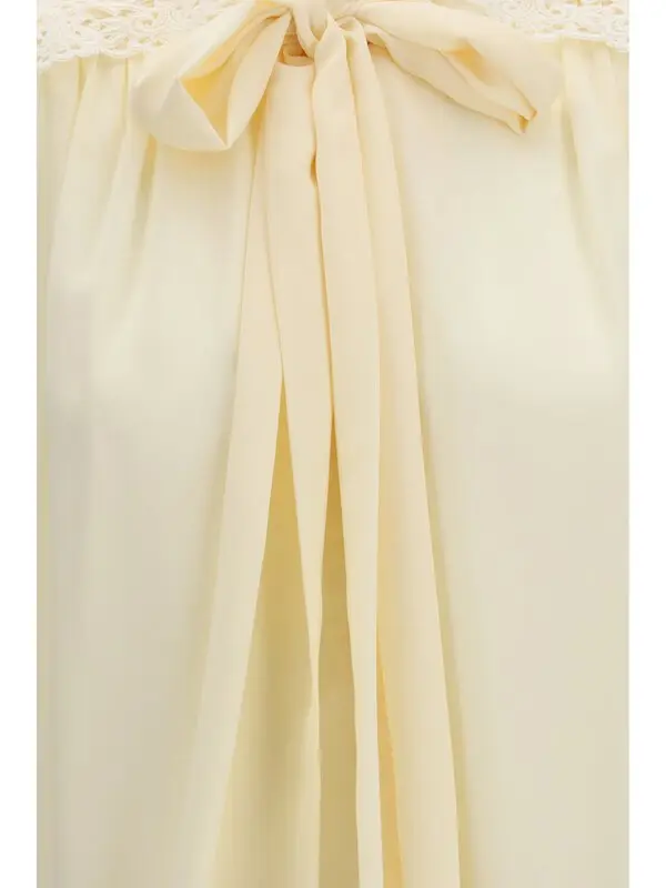 Chloé Bow Blouse With Embroidered Shoulders - Multicolor