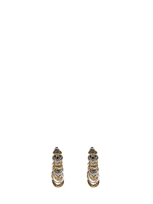 Rabanne Silver And Gold Small Punk Xl Link Earrings - Multicolor