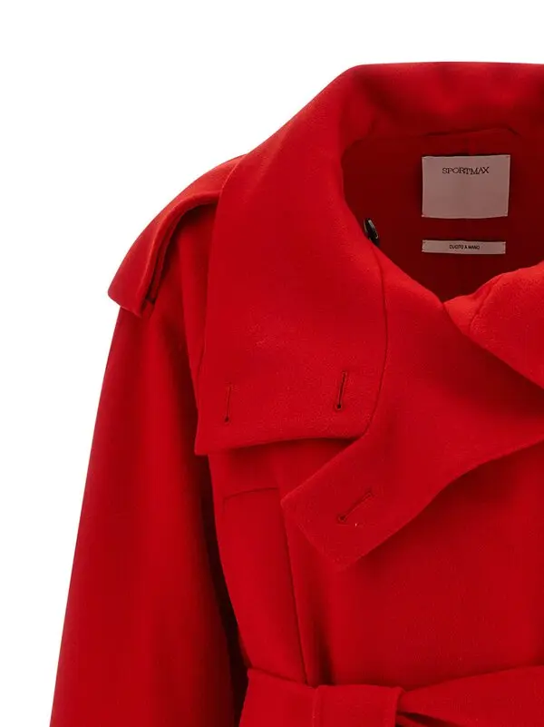 Sportmax Wool Trench Coat - Red