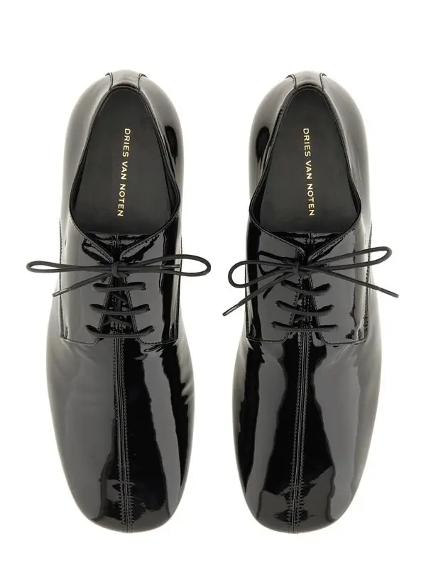Dries Van Noten Glossed Leather Lace-up Shoe