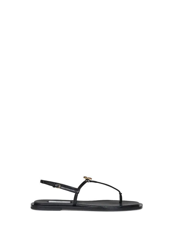 TOTEME Black Nappa Leather T-strap Thong Sandals - Multicolor
