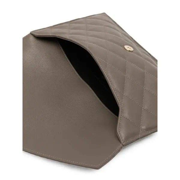 Saint Laurent Calf Leather Quilted Clutch Bag