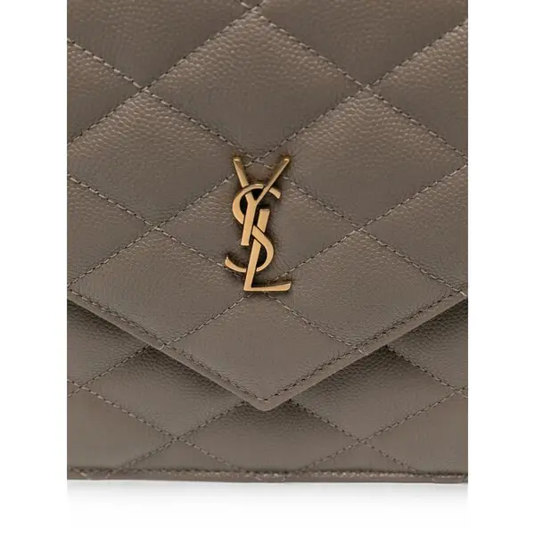 Saint Laurent Calf Leather Quilted Clutch Bag
