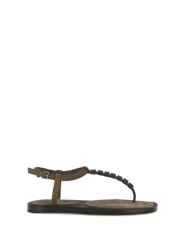 Brunello Cucinelli Embellished Sandals - Brown