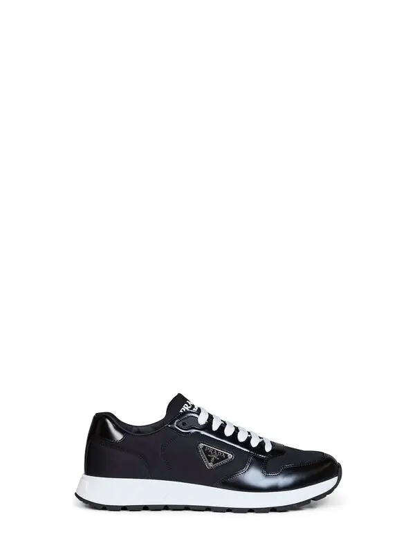 Prada Calzature Black Re-nylon And Brushed Leather Prax 01 Sneakers - Multicolor