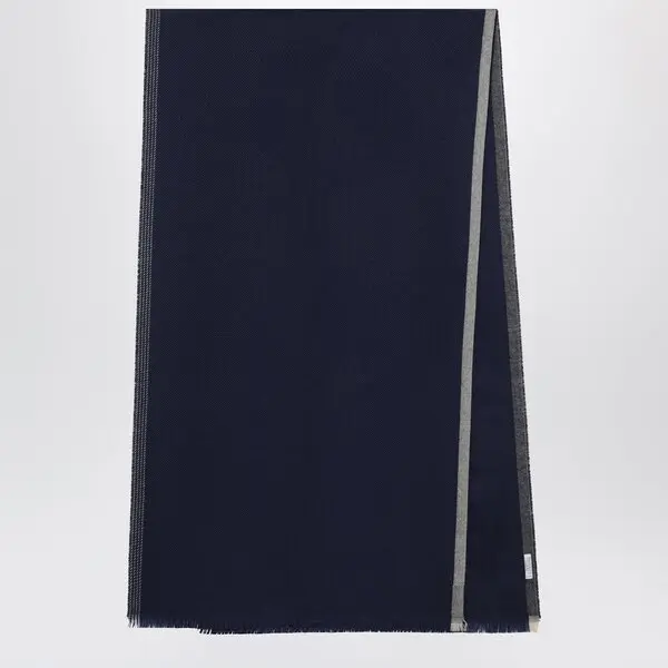 Brunello Cucinelli Blue/brown/grey Wool And Cashmere Scarf