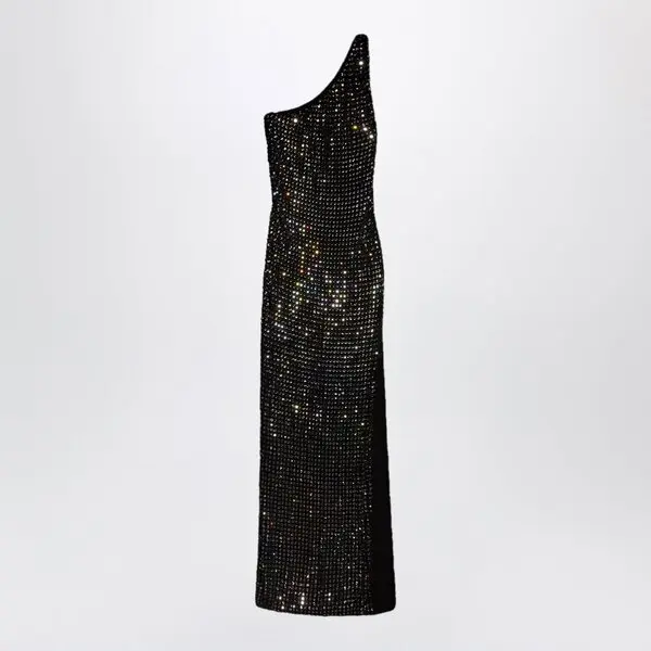 Gucci Long Jersey Dress With Crystal Embroidery - Black