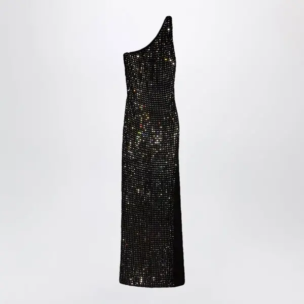 Gucci Crystal Embroidered Asymmetric Dress - Black