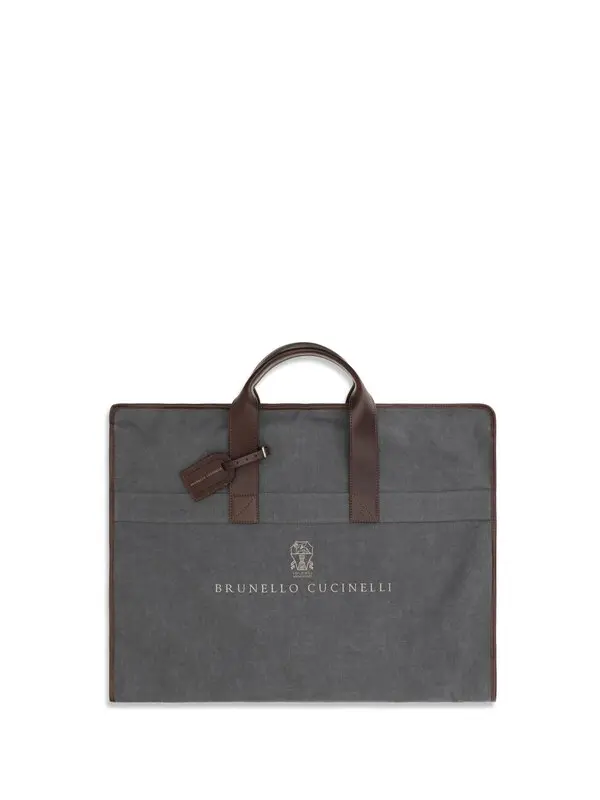Brunello Cucinelli Garment Bag In Techno Fabric And Leather