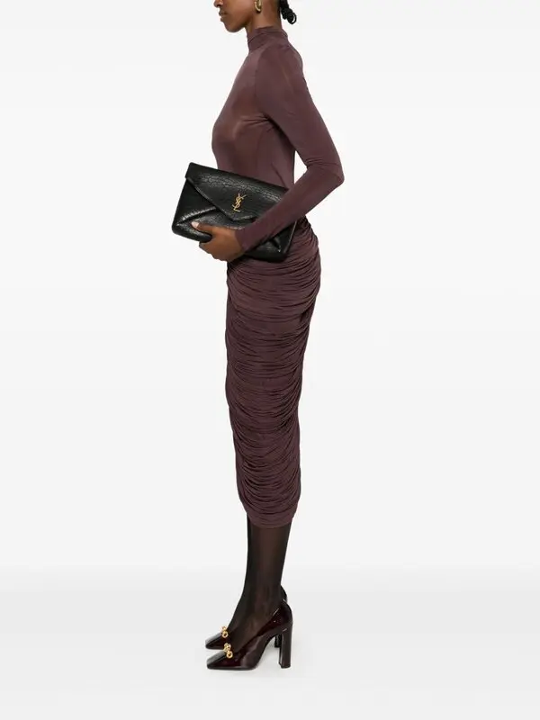 Saint Laurent Envelope Cassandre Large Leather Clutch