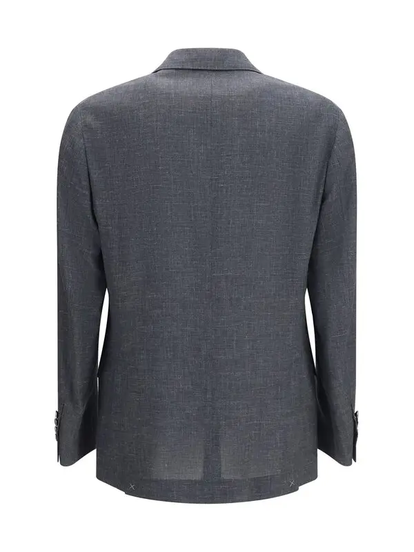 Brunello Cucinelli Deconstructed Jacket In Flame-textured Wool, Silk, And Linen