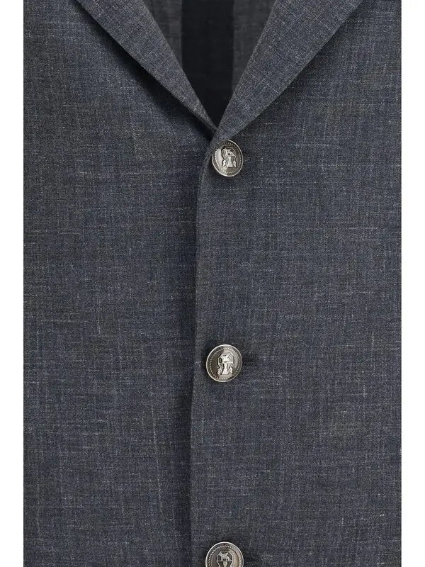 Brunello Cucinelli Deconstructed Jacket In Flame-textured Wool, Silk, And Linen