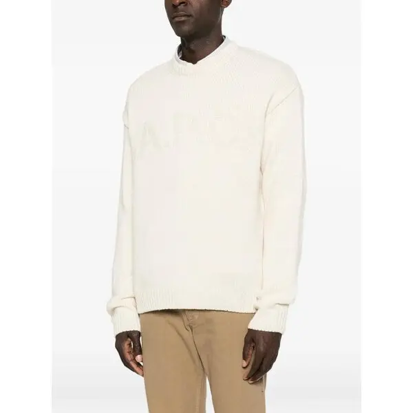 A.p.c. Wool Intarsia-knit Logo Jumper - Cream