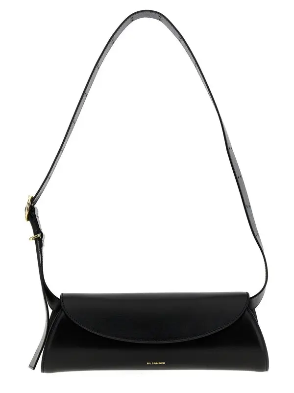 JIL SANDER Cannolo Small Leather Shoulder Bag - Black