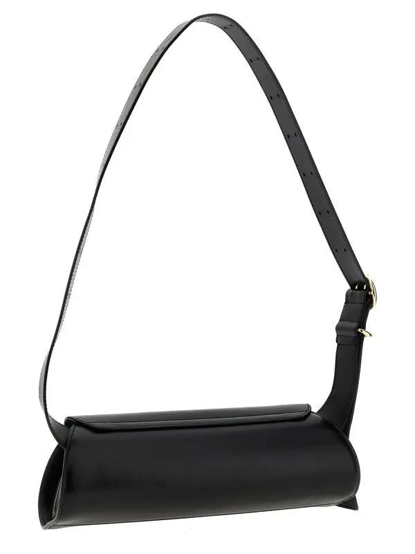 JIL SANDER Cannolo Small Leather Shoulder Bag - Black