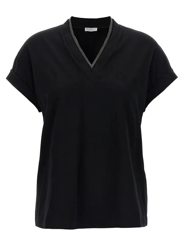 Brunello Cucinelli Monile V-neck T-shirt - Black
