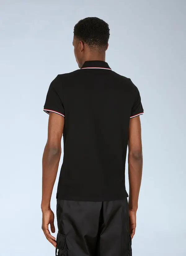 Moncler Stripe Trims Polo Shirt - Black