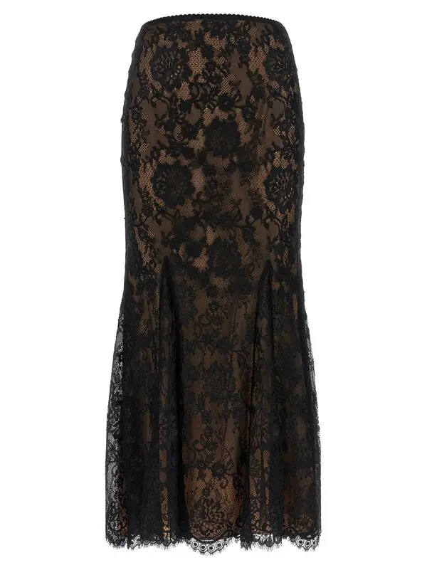 SELF-PORTRAIT Lace Midi Skirt - Black