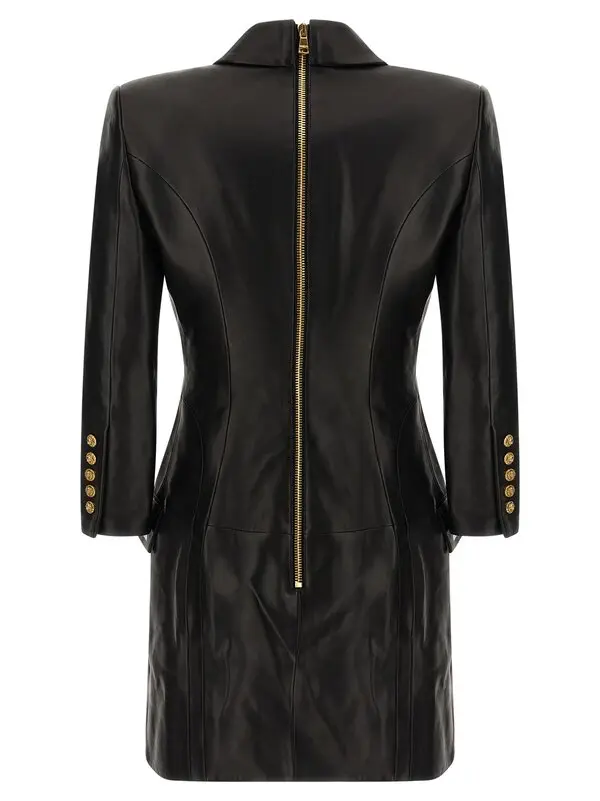 Balmain Lamb Leather Mini Blazer Dress